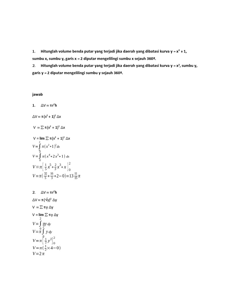 Kalkulus Volume Benda Putar | PDF | Metode & Bahan Ajar