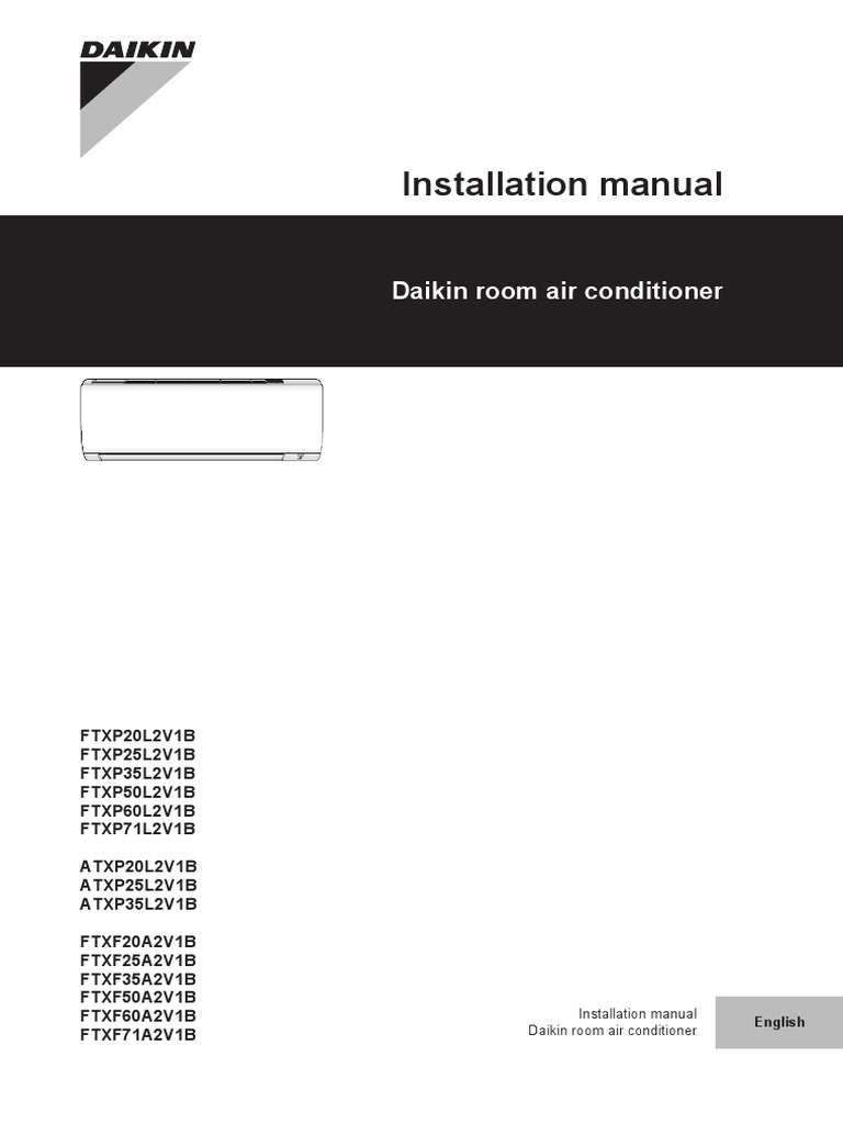 FTXP-L, ATXP-L, FTXF-A - 3PEN512025-1C - 2018 - 01 - Installation Manual - English | PDF
