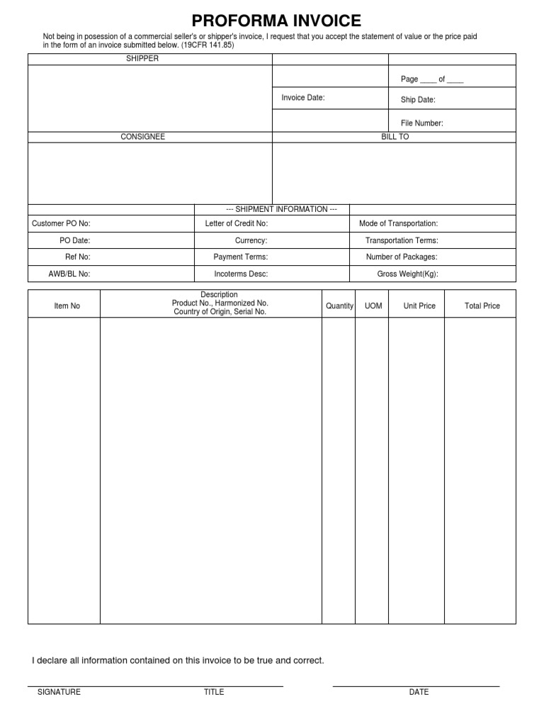 Blank Proforma | PDF