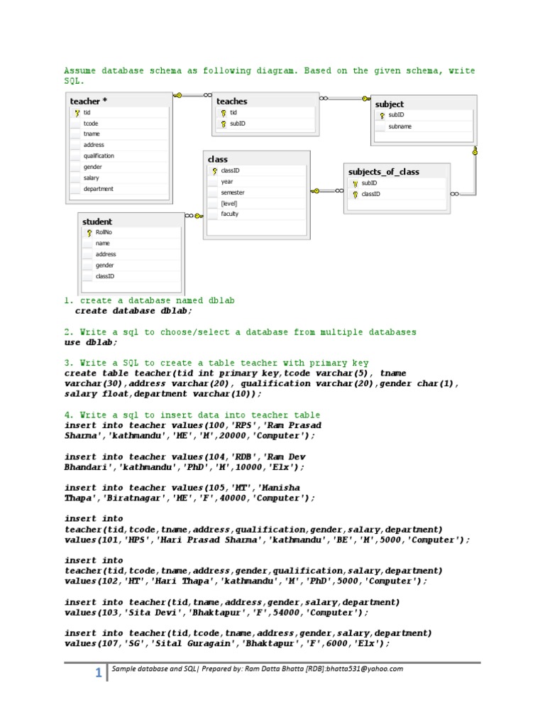 SQL For Practice | PDF | Relational Database | Data Model