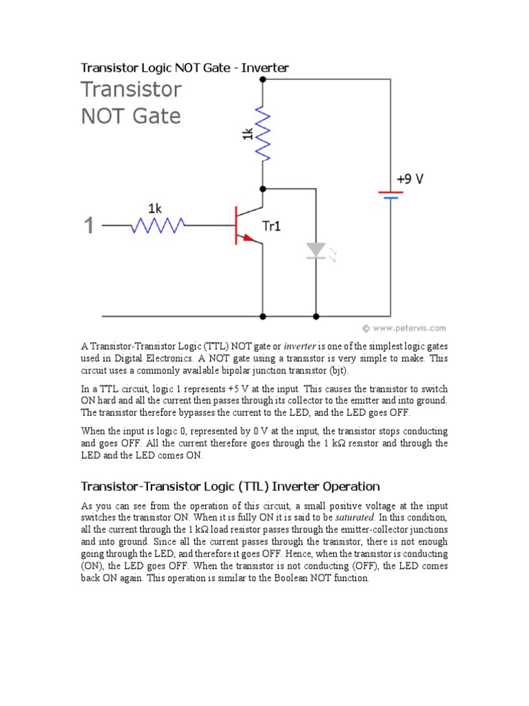 Transistor Logic NOT Gate - Inverter | PDF | Technology & Engineering