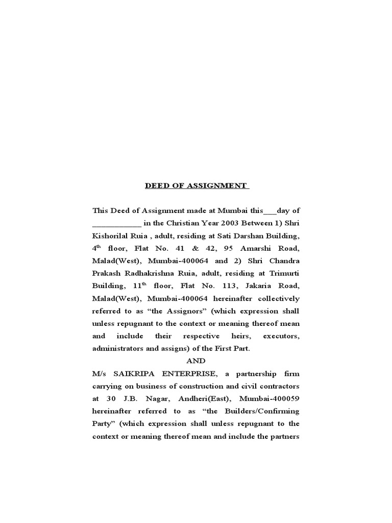 Assignment Deed | PDF