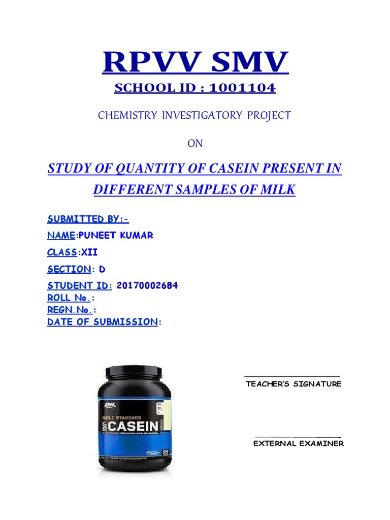 Study of Quantity of Caesin Present in Different Samples of Milk | PDF | Milk | Food And Drink