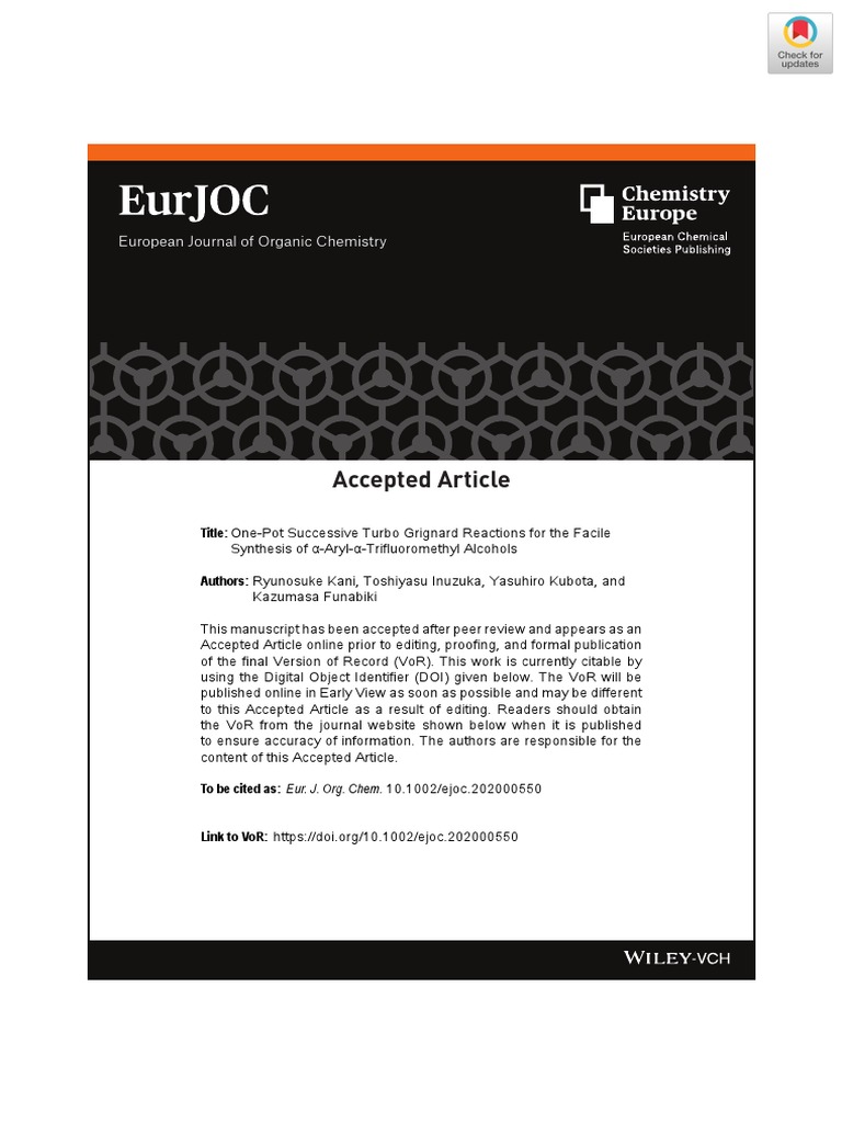 Turbo Grignard Reactions for Alcohol Synthesis | PDF | Ester | Chemical ...