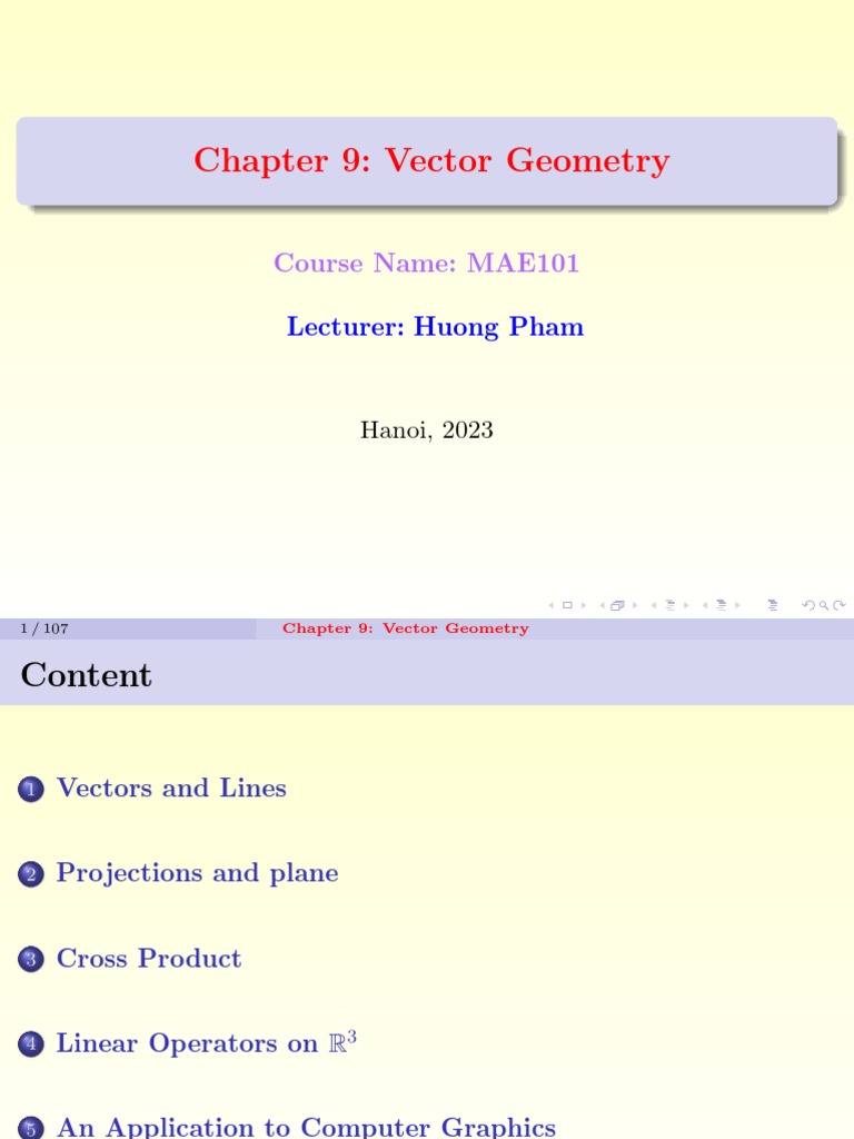 Vector Geometry for MAE101 Students | PDF | Vector Space | Plane (Geometry)