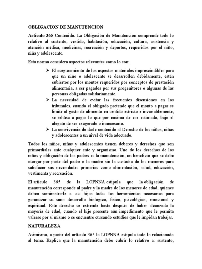 Obligacion de Manutencion | PDF