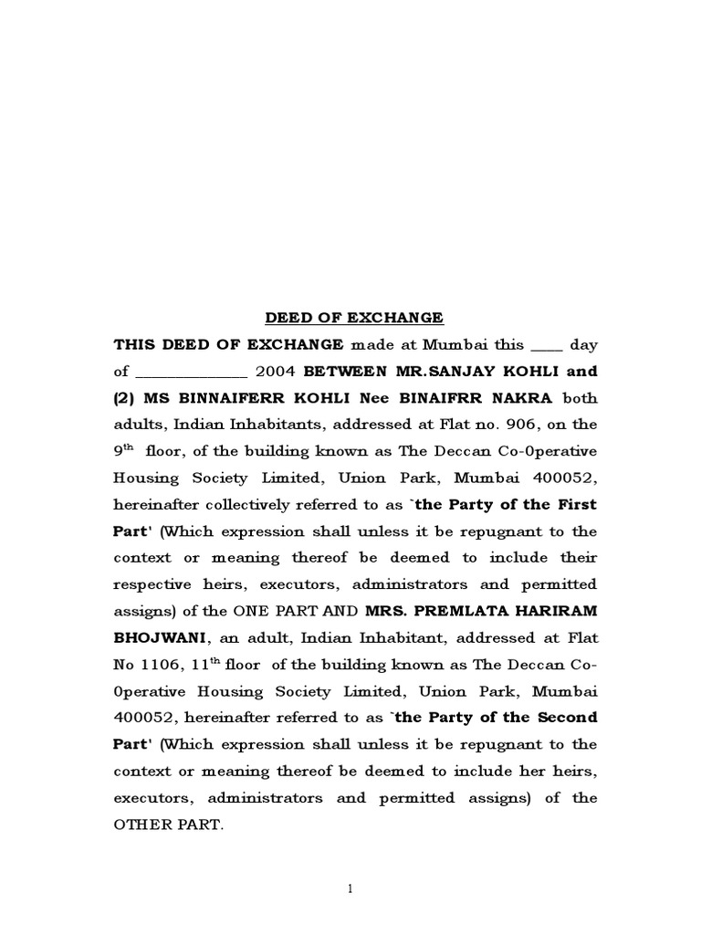 -Final Deed of Exchange | PDF