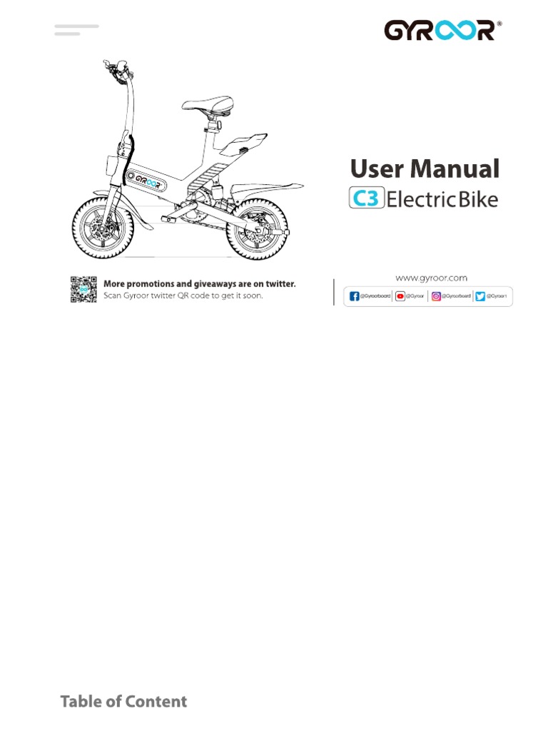 Gyroor C3 Folding Electric Bike User Manual | PDF