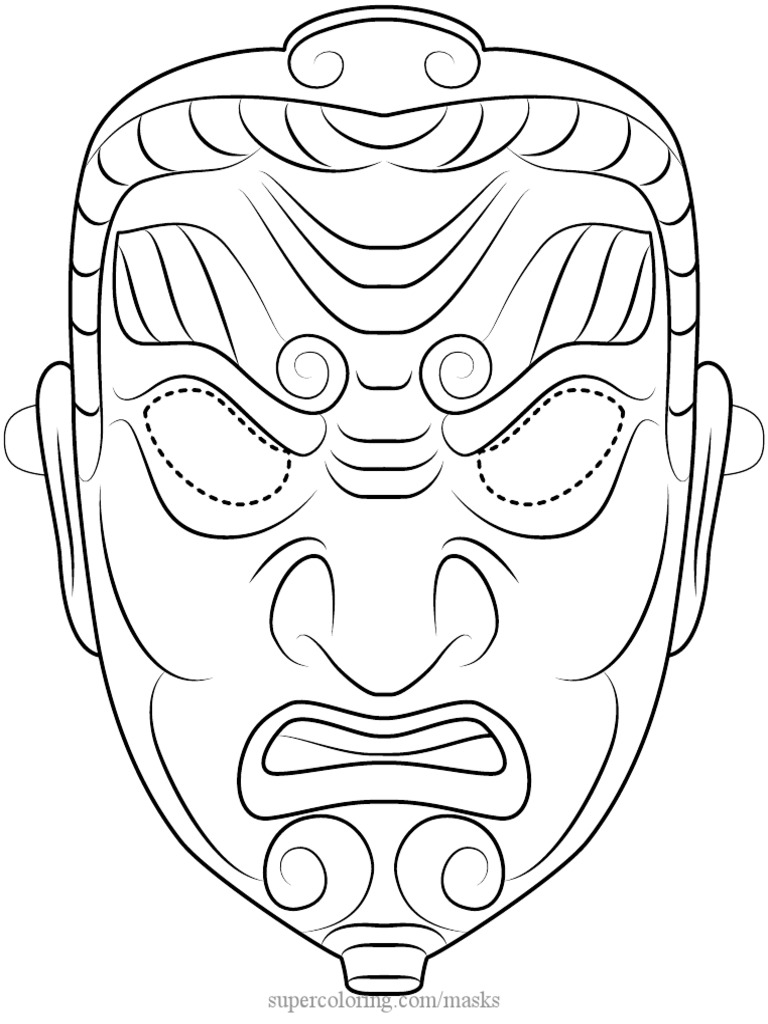 Samurai Mask Outline Paper Craft | PDF