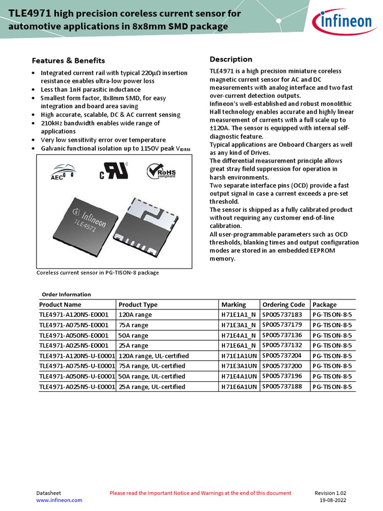 Infineon TLE4971 - 8 5 DataSheet v01 - 02 EN | PDF | Electrical ...