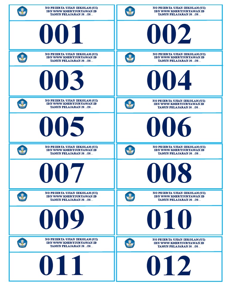 Nomor Meja Ujian Sekolah | PDF