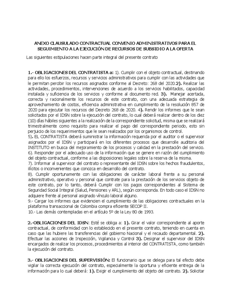 Anexo Contractual Convenios Administrativos para El Seguimientoa A La ... Anexo Contractual Convenios Administrativos para El Seguimientoa A La ...