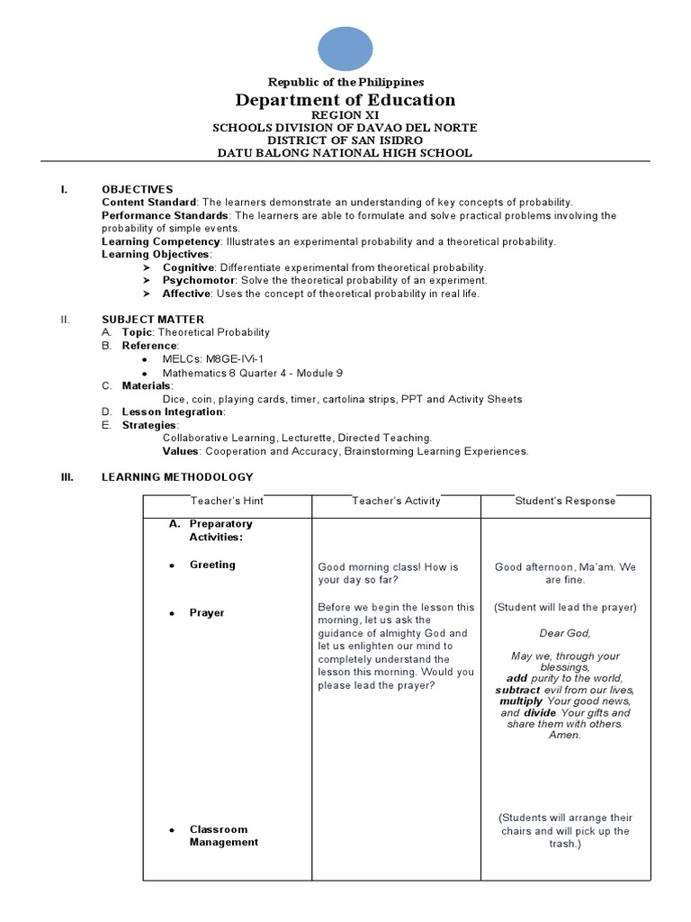 Lesson Plan | PDF | Odds | Probability
