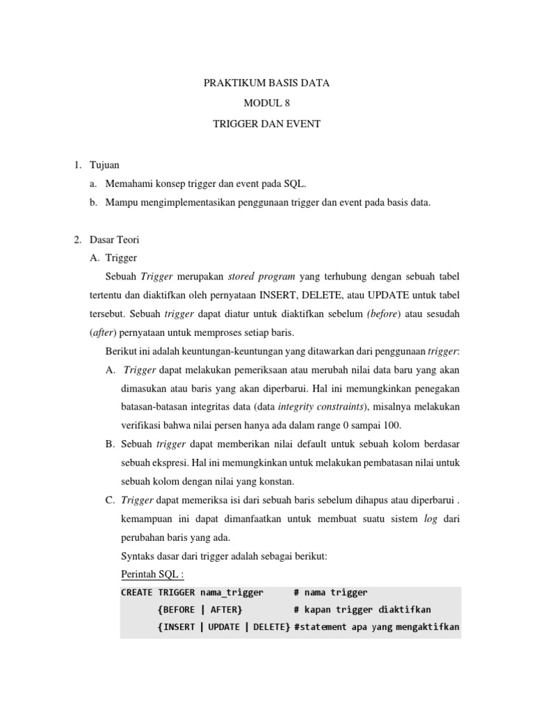 Modul8 Trigger Dan Event | PDF