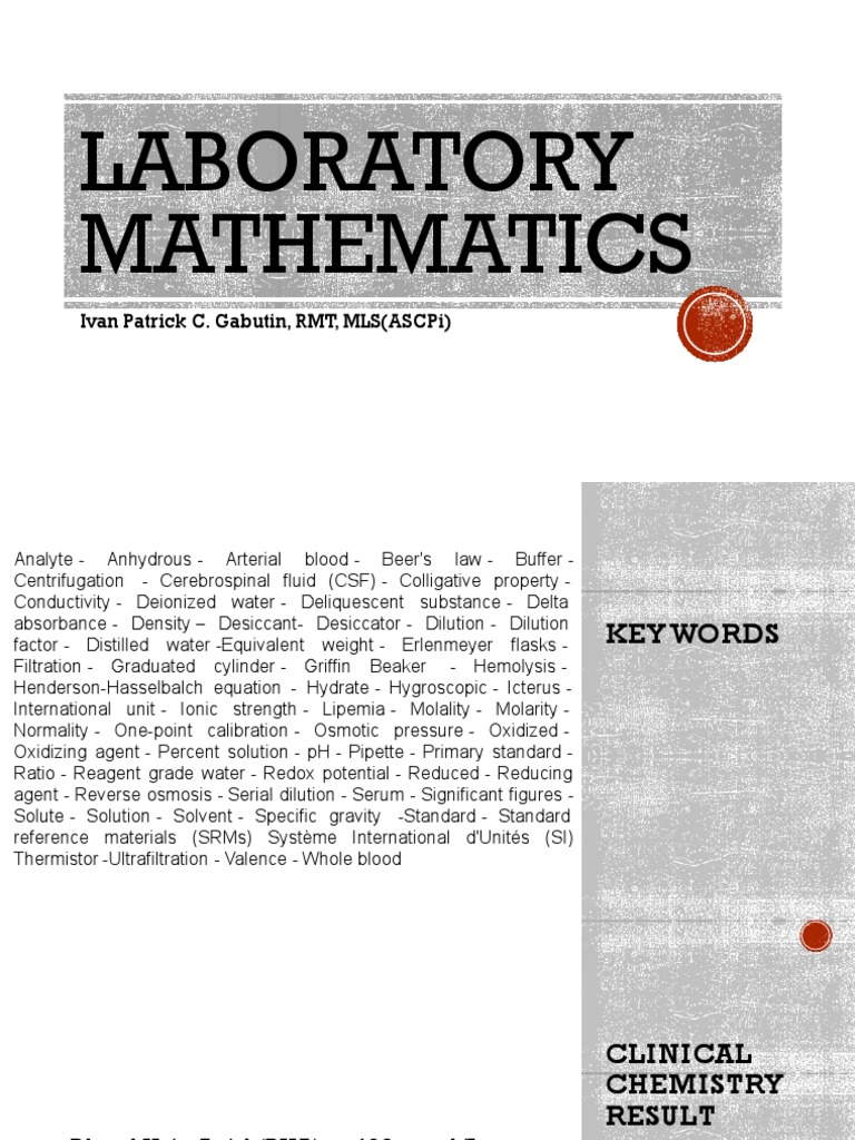 Lecture 1 - Laboratory Mathematics | PDF | Mass Concentration ...