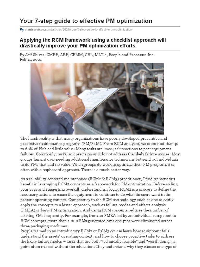 7 Step Guide Effective PM Optimization - Jeff Shiver - Plantservices ...