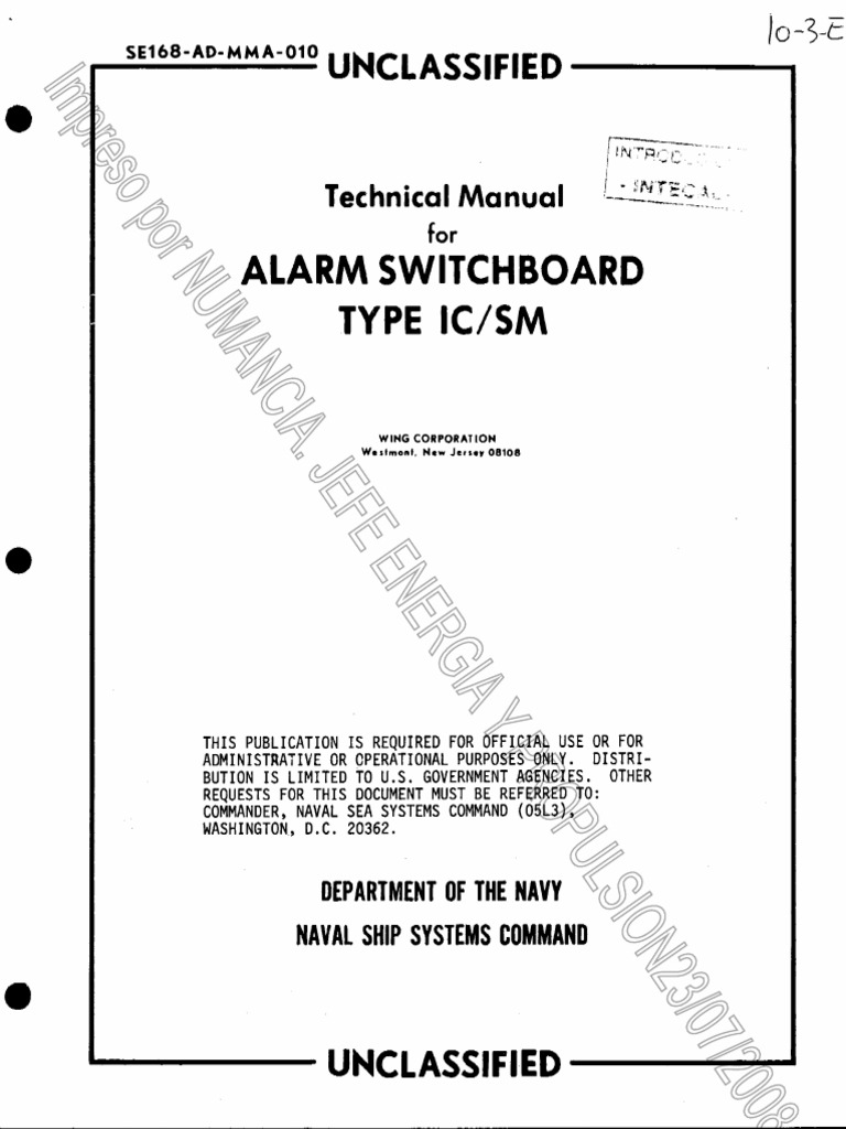 Alarm Switchboard Type Icsm. Technical Manual | PDF