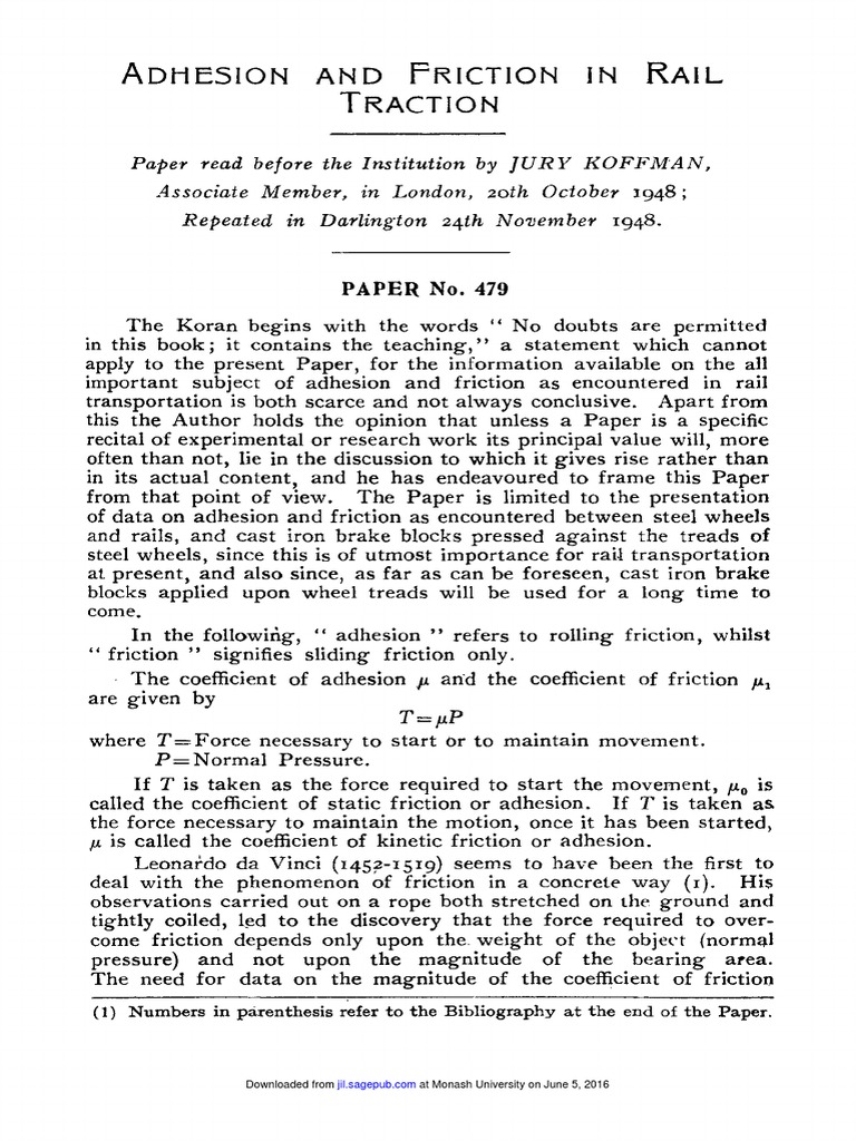 Adhesion and Friction in Rail Traction | PDF