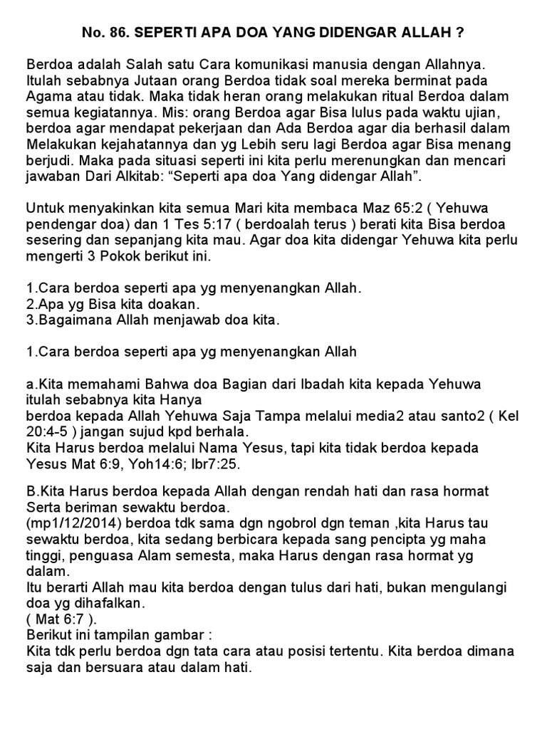 No. 86. Seperti Apa Doa Yang Didengar Allah ? | PDF | Pengembangan Diri | Gaya Hidup