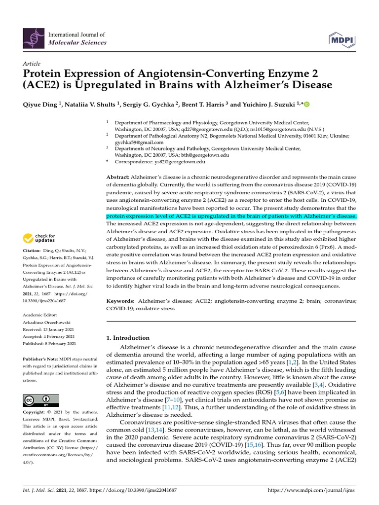 Protein Expression of Angiotensin-Converting Enzyme 2 (ACE2) Is ...