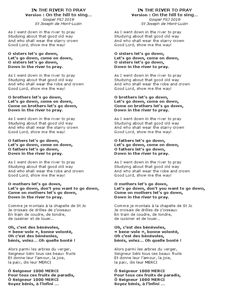 In The River To Pray - Paroles | PDF | Religion & Spirituality
