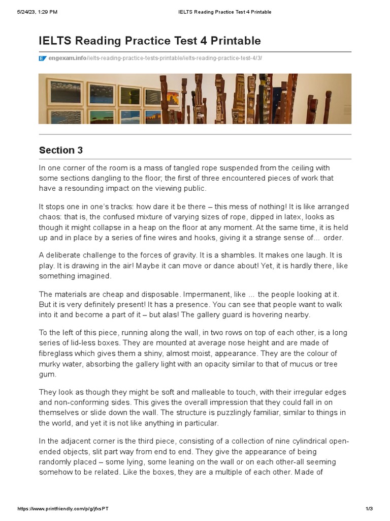 IELTS Reading Test 4: Art Analysis | PDF | Art