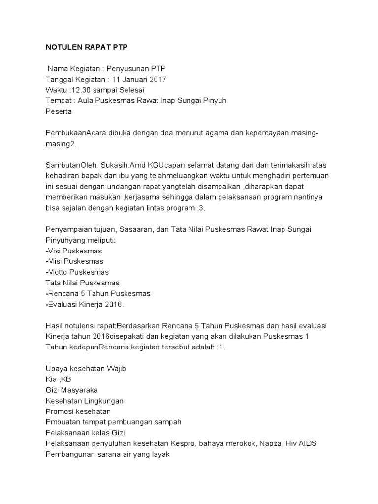 Contoh Notulen PTP | PDF
