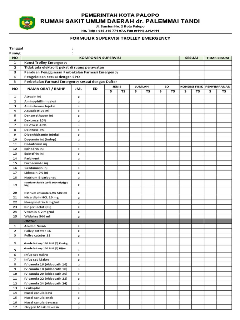 Form Supervisi Troli Emergency | PDF