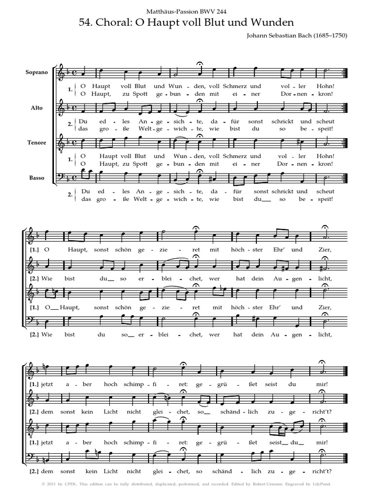 Bach-BWV 244(54)-O Haupt Voll Blut Und Wunden | PDF