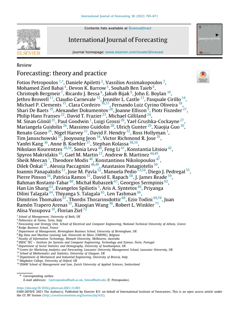 Forecasting Theory And Practice Pdf Time Series Forecasting
