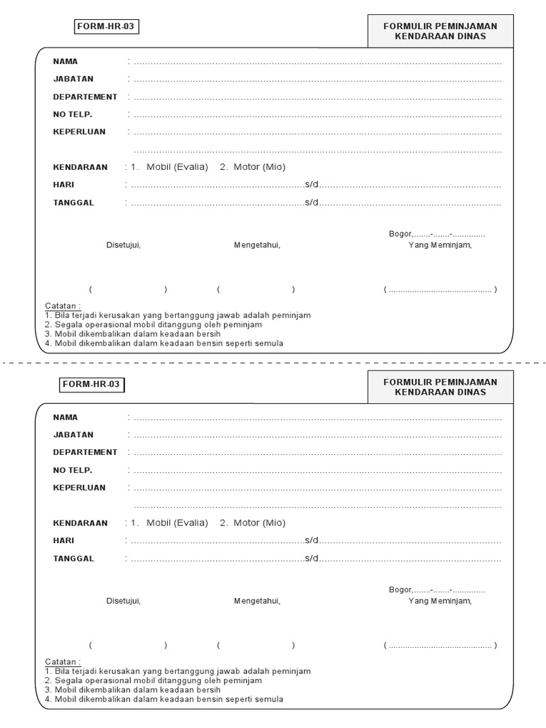 Form-Peminjaman-Kendaraan | PDF