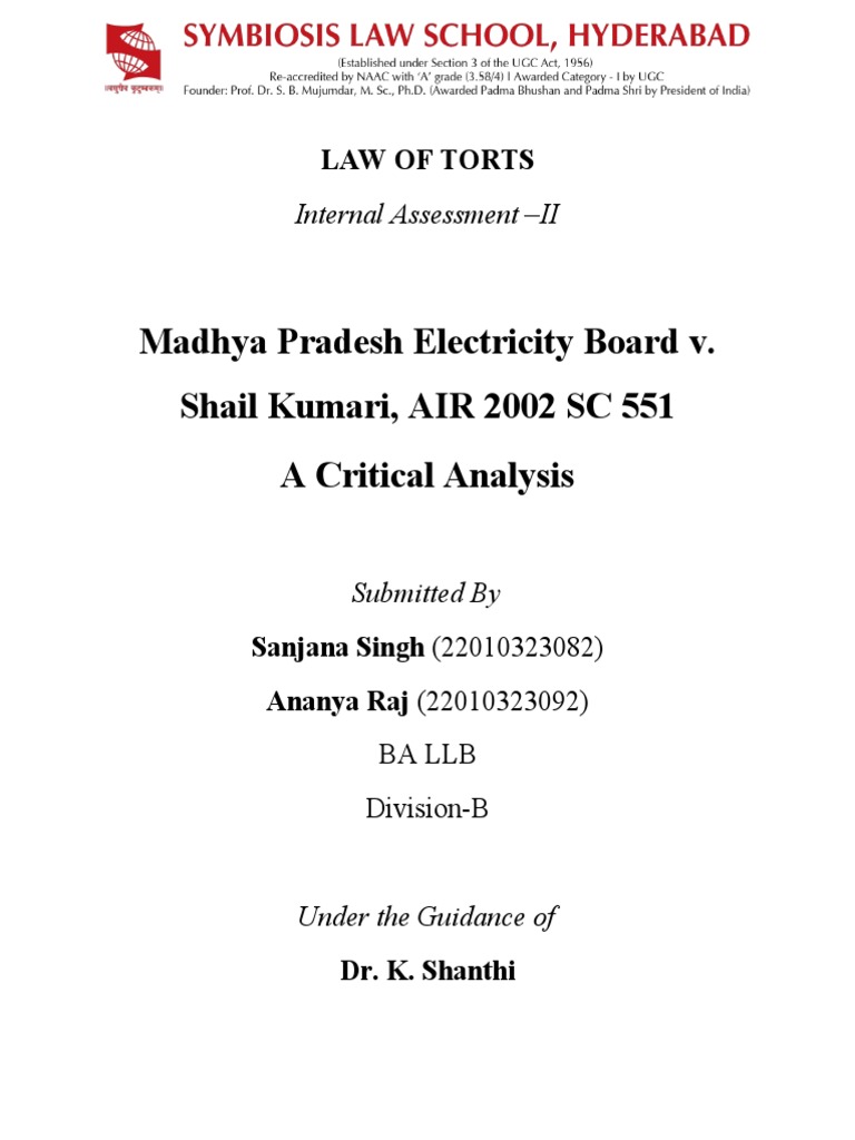 Madhya Pradesh Electricity Board Liability | PDF | Strict Liability ...
