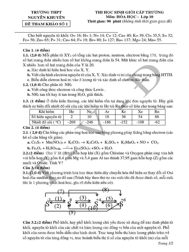 Hoa Hoc 10 Nang Cao de Thi Chon HSG | PDF