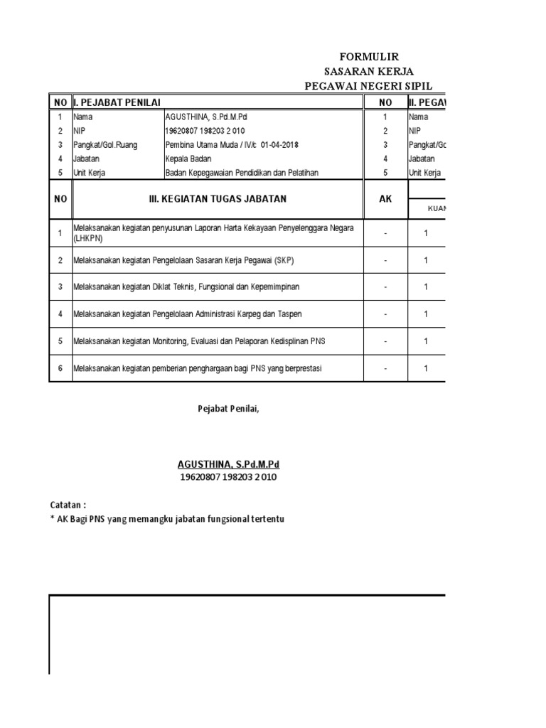 Simulasi Penyusunan SKP JAJF Final | PDF