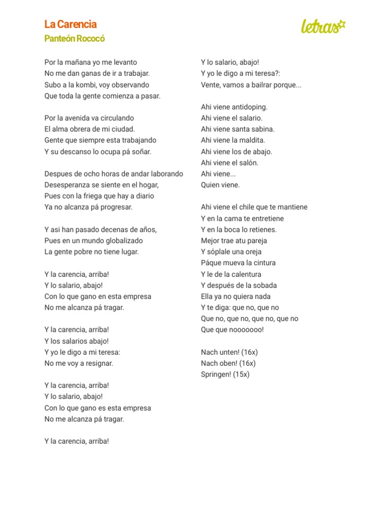 La Carencia - Panteón Rococó 1 | PDF