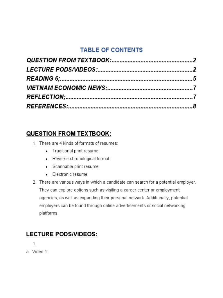 Weekly Portfolio 8 | PDF | Résumé | Leadership