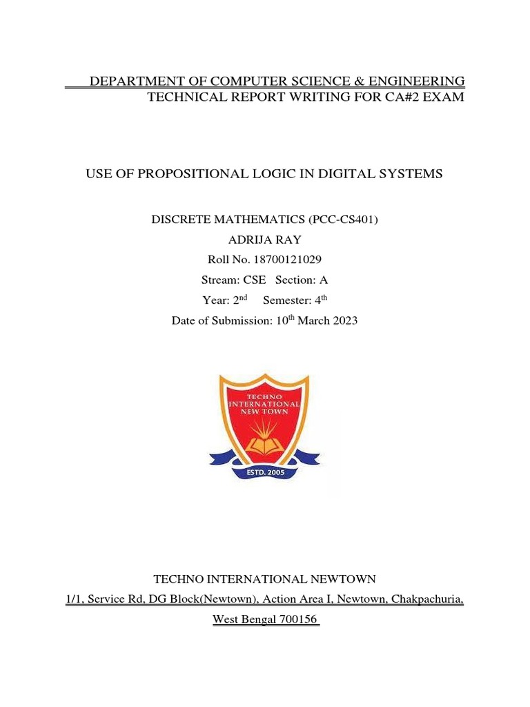 AdrijaRay Maths 4th Sem Report | PDF | Digital Electronics | Teaching ...