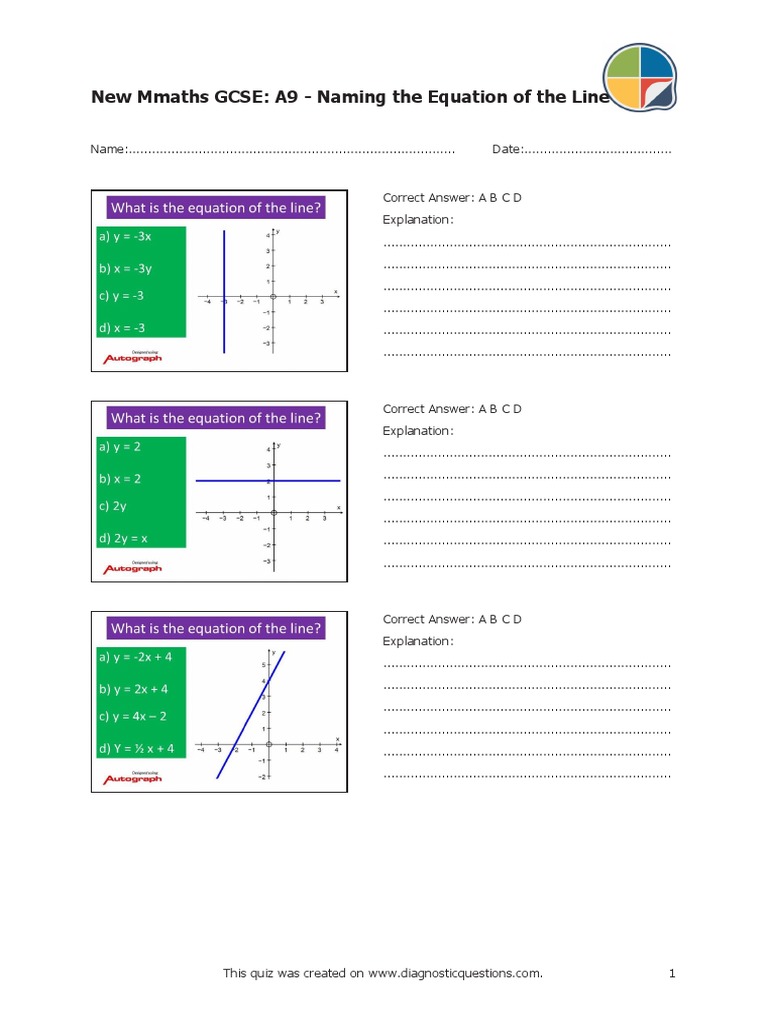 Naming The Equation of The Line | PDF