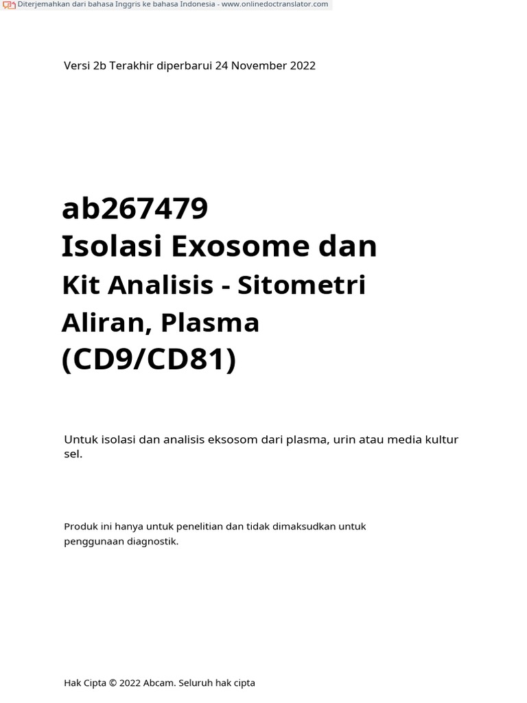 Exosome-Isolation-and-Analysis-Kit-protocol-book-v2b-ab267479 (Website) .En - Id | PDF