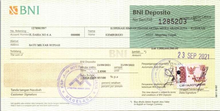 Bni Bilyet 1285203 | PDF