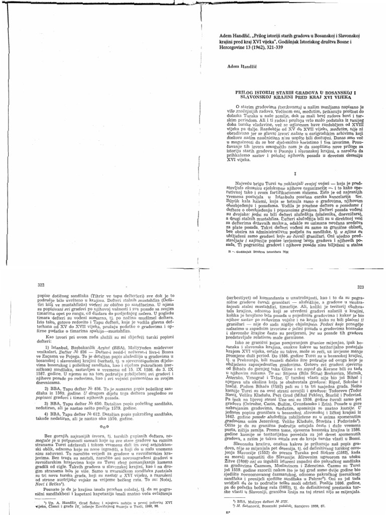 Adem Handzic Prilog Istoriji Starih Gradova U Bosanskoj I Slavonskoj ...