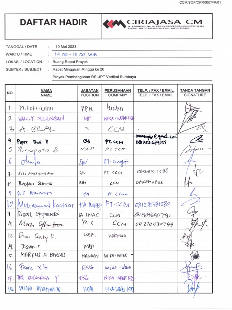 Daftar Hadir RR.082 | PDF