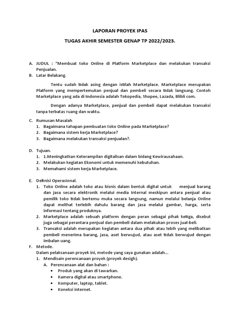 Proyek Laporan Ipas | PDF | Bisnis | Seni