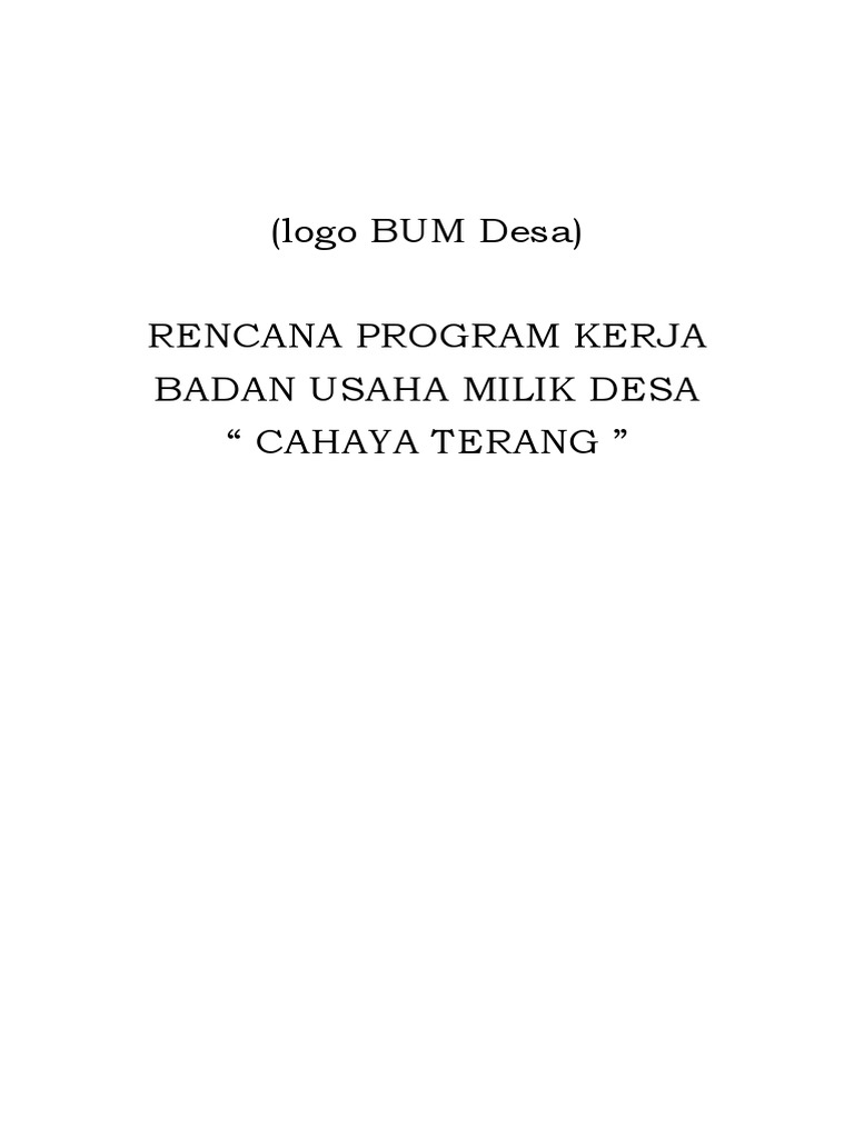 Form Kosong Rencana Program Kerja BUM DESA Sindangsari Serang | PDF