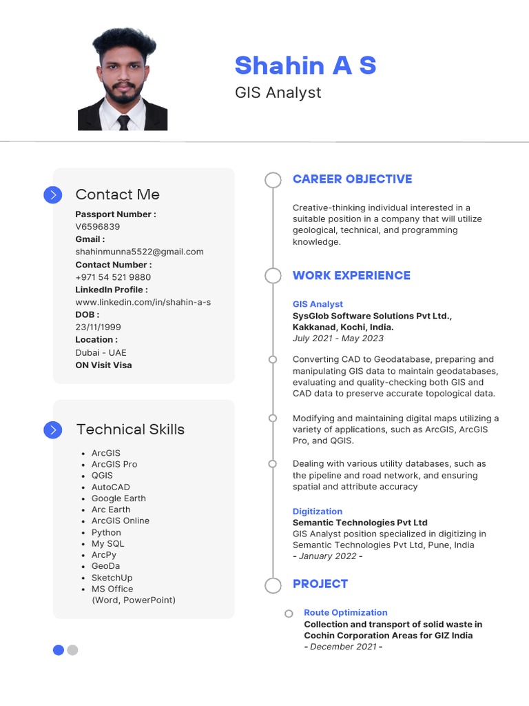 GIS Analyst - Shahin AS - CV PDF | PDF | Arc Gis | Geographic Information System