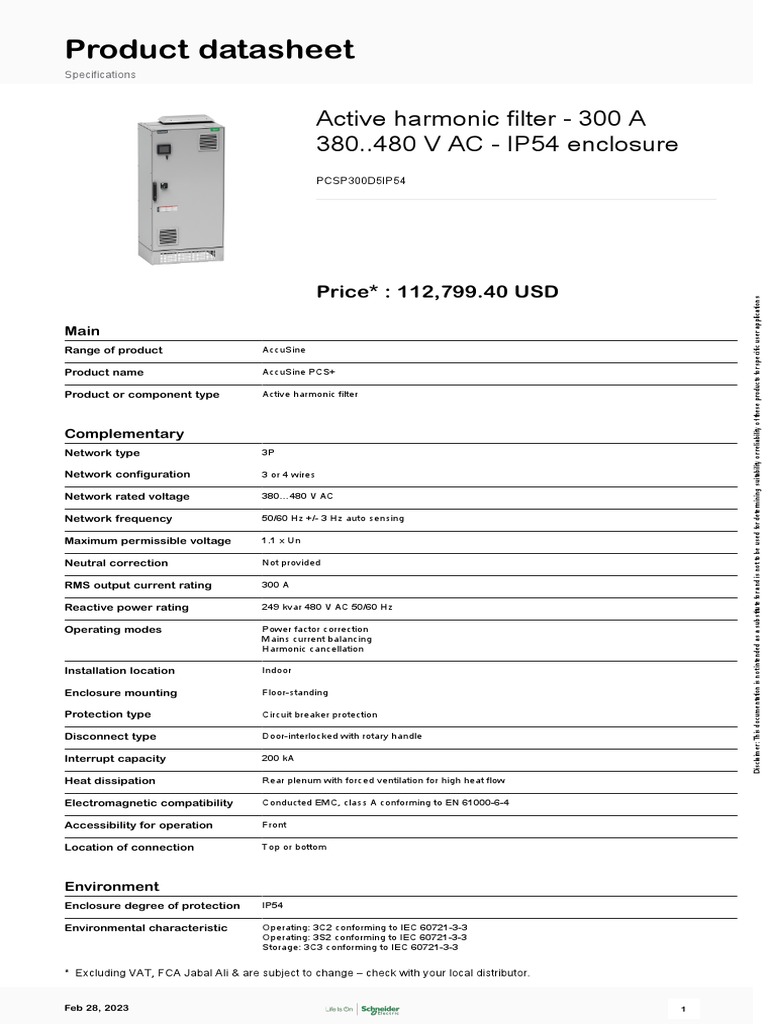 AccuSine PCS+ 300A Harmonic Filter | PDF | Alternating Current | Electrical Engineering