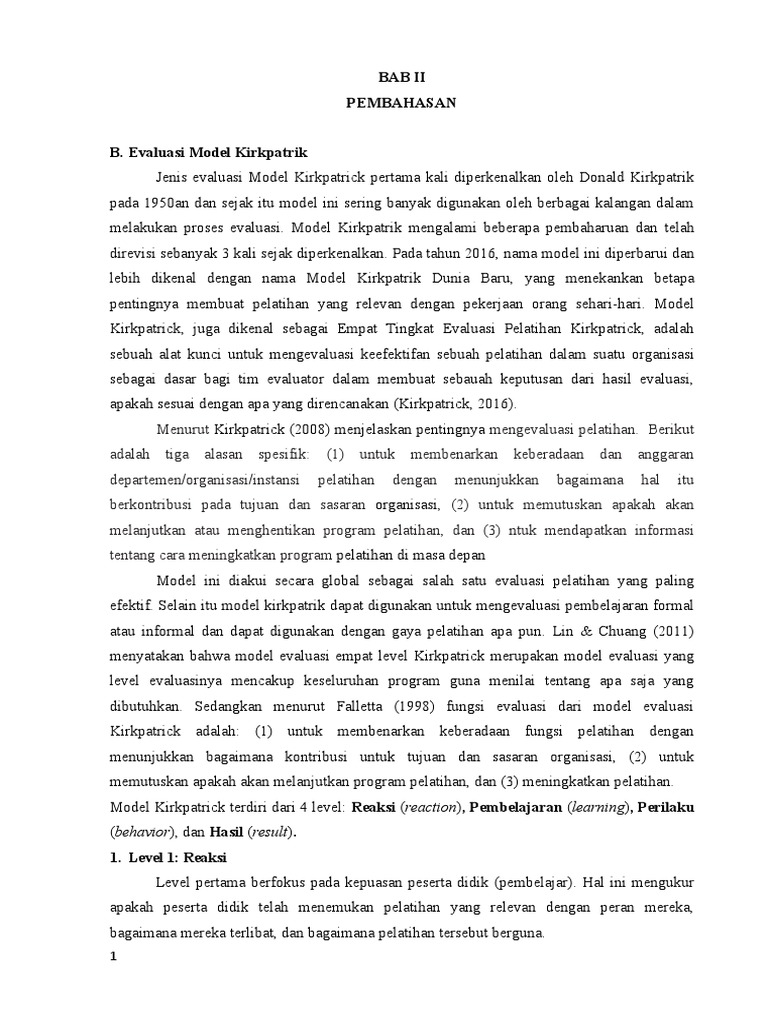 Makalah - Evaluasi Model Kirkpatrik Dan Evaluasi Model Discrepancy | PDF Makalah - Evaluasi Model Kirkpatrik Dan Evaluasi Model Discrepancy | PDF
