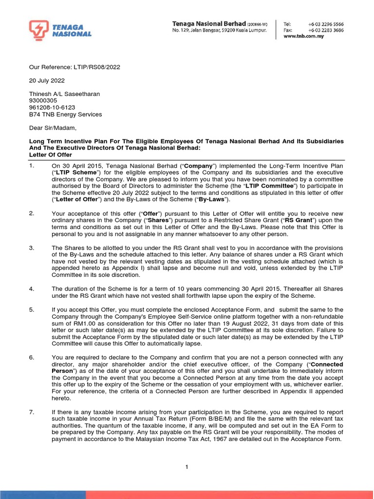 LTIP OfferLetter 93000305 RS08 R212 EN | PDF