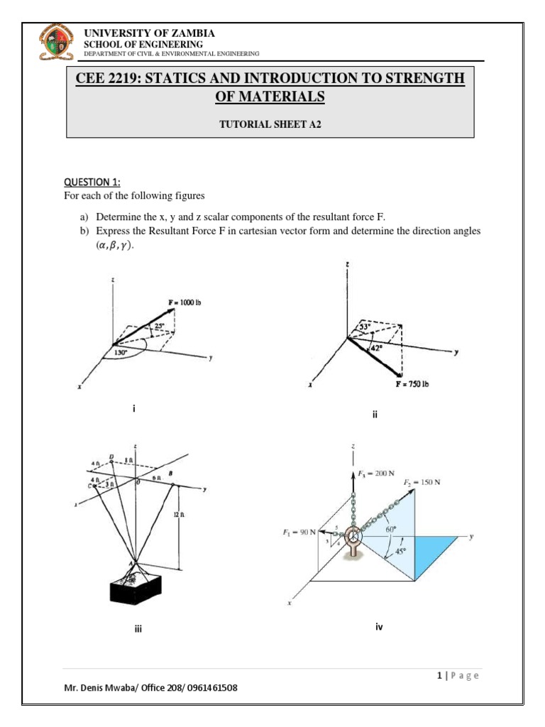Tutorial Sheet A2 | PDF | Euclidean Vector | Force