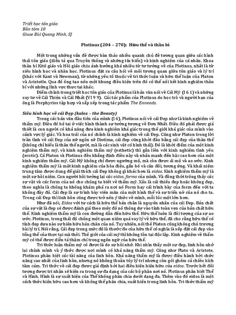 Bản tóm 10 Plotinus | PDF